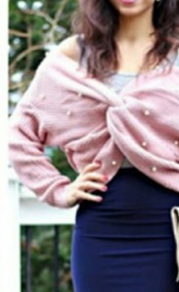 womens | Sweaters | Wow Twist Back Bejeweled Off The Shoulder Sweater ...